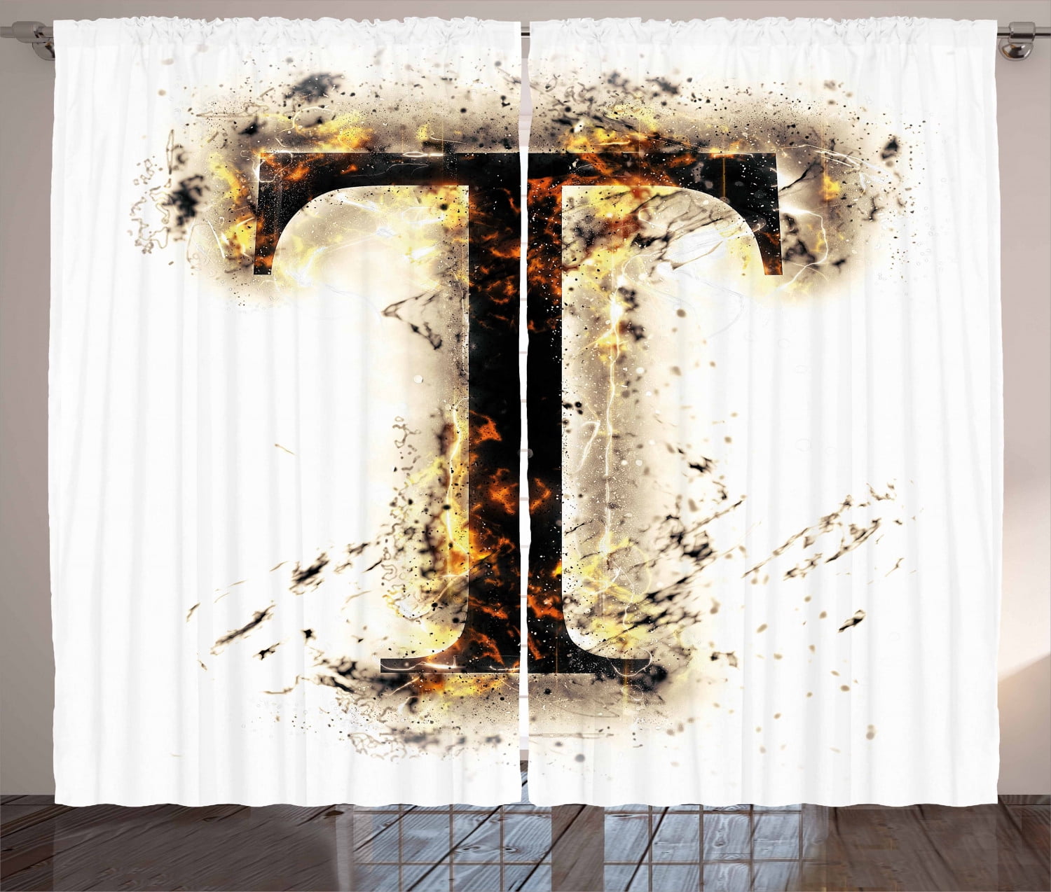 Ambesonne Letter T Curtains 2 Panel Set, Schorching Hot Sign T, 108" x ...