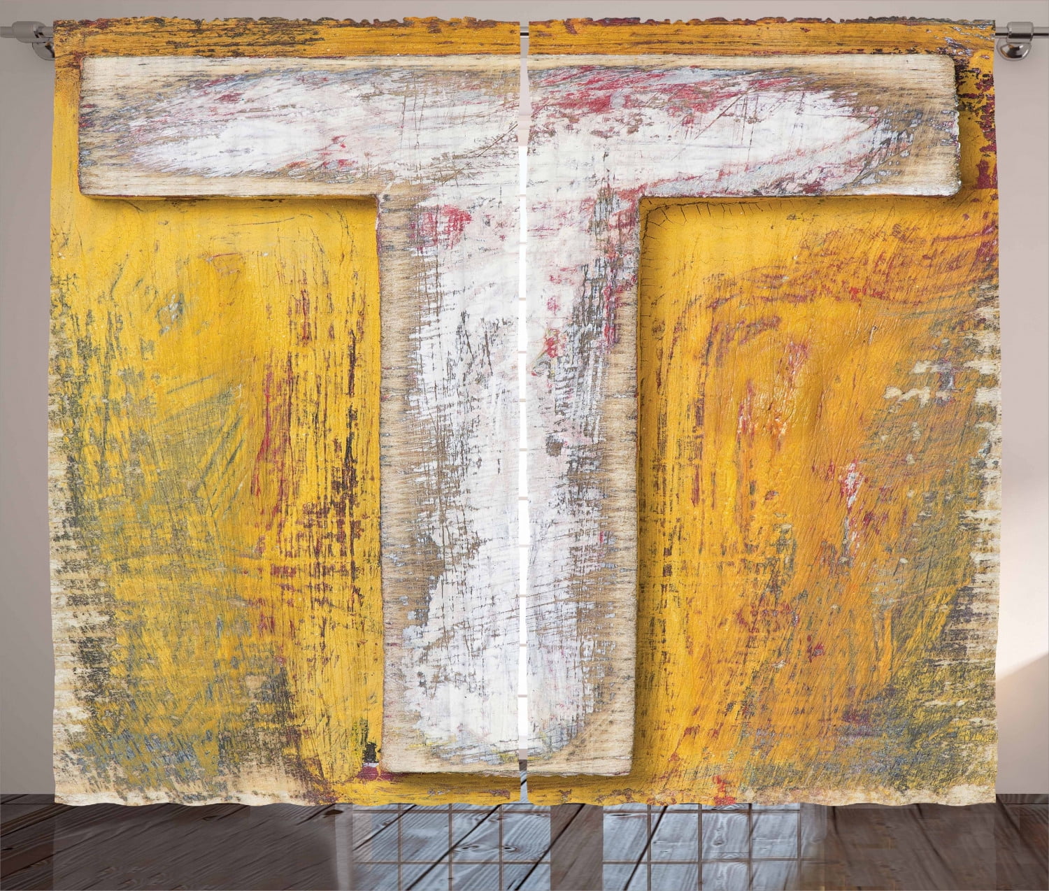 Ambesonne Letter T Curtains 2 Panel Set, Written Language Sign, 108" x ...