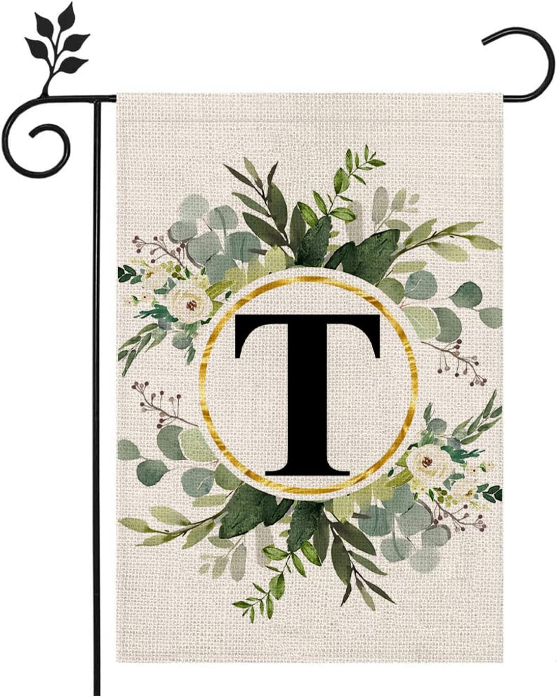 Letter T Garden Flag, 12x18 Inch Floral Garden Flag Garden Letter Flags ...