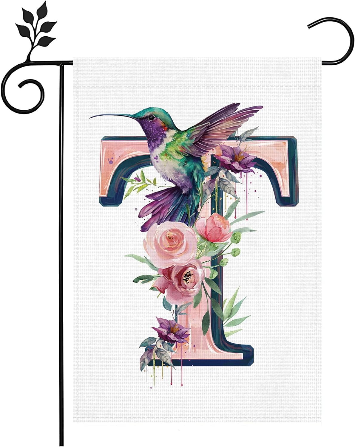 Letter T Garden Flag 12x18 Inch Vertical Bird Double Sided Spring ...