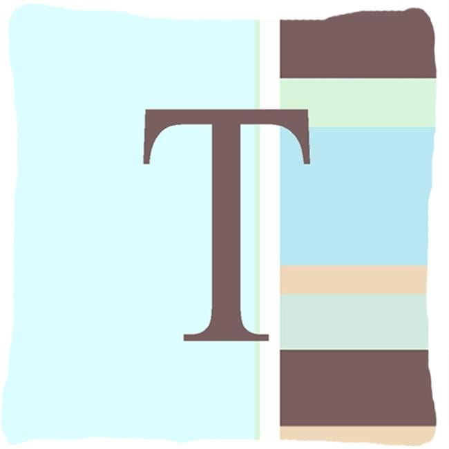 Letter T Initial Monogram - Blue Stripes Indoor & Outdoor Fabric ...