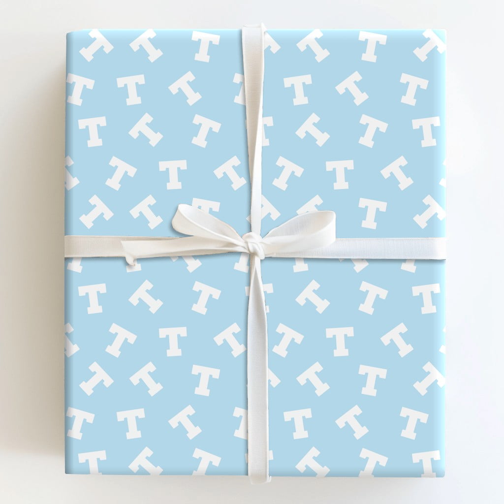 Letter T Initial Monogram Pattern Light Blue Gift Wrapping Paper ...