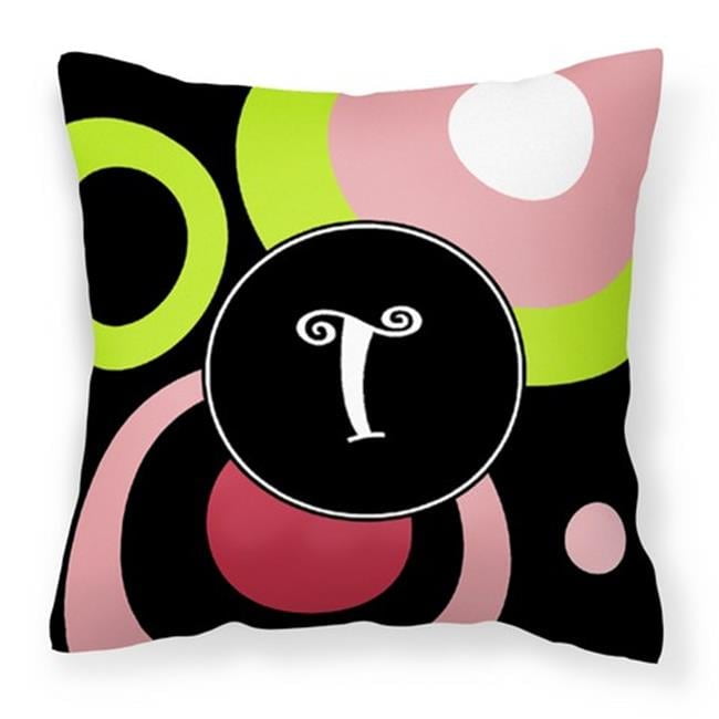 Letter T Monogram - Retro in Black Fabric Decorative Pillow - 14 x 3 x ...
