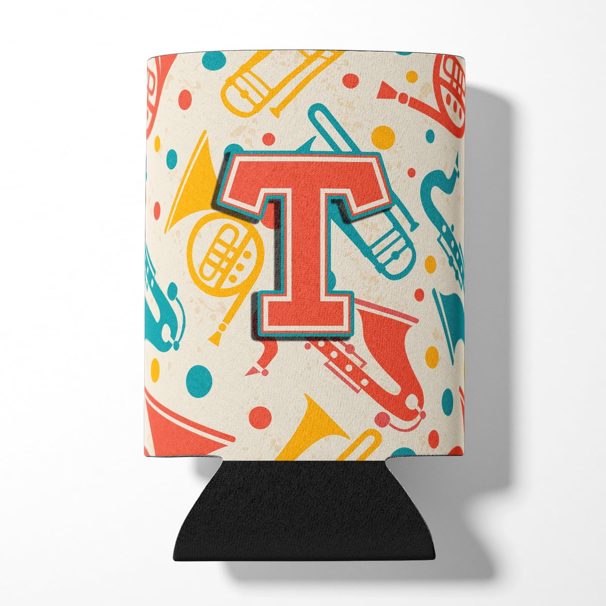 Letter T Retro Teal Orange Musical Instruments Initial Can or Bottle ...
