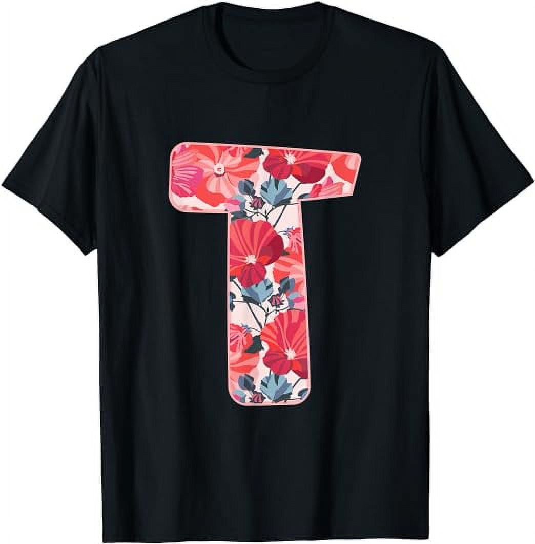 Letter T Sign Alphabet Last Name Consonants Flower Gift T-Shirt ...