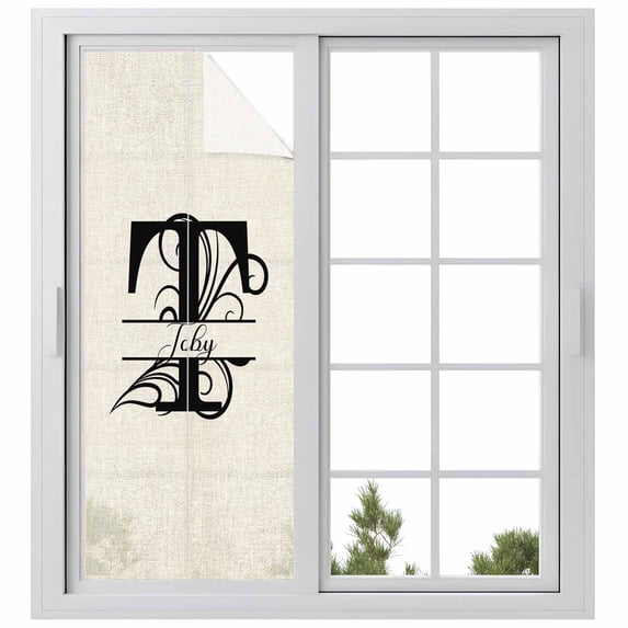 Letter T Window Privacy Film, Monogram Words Static Cling UV Sun ...