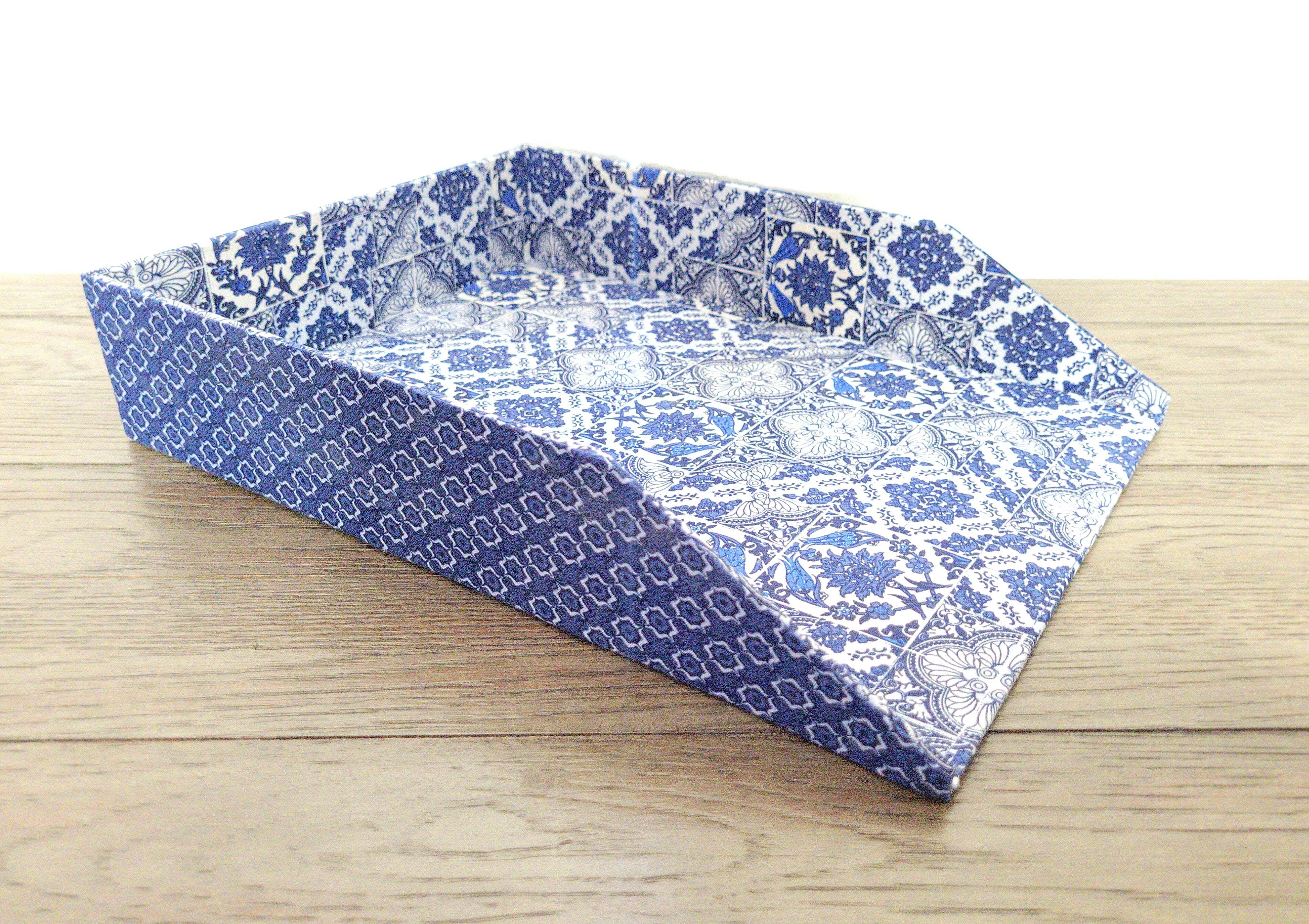 Letter Tray, Fabric-Covered Office or Work Desk Decor Paper Tray, White ...