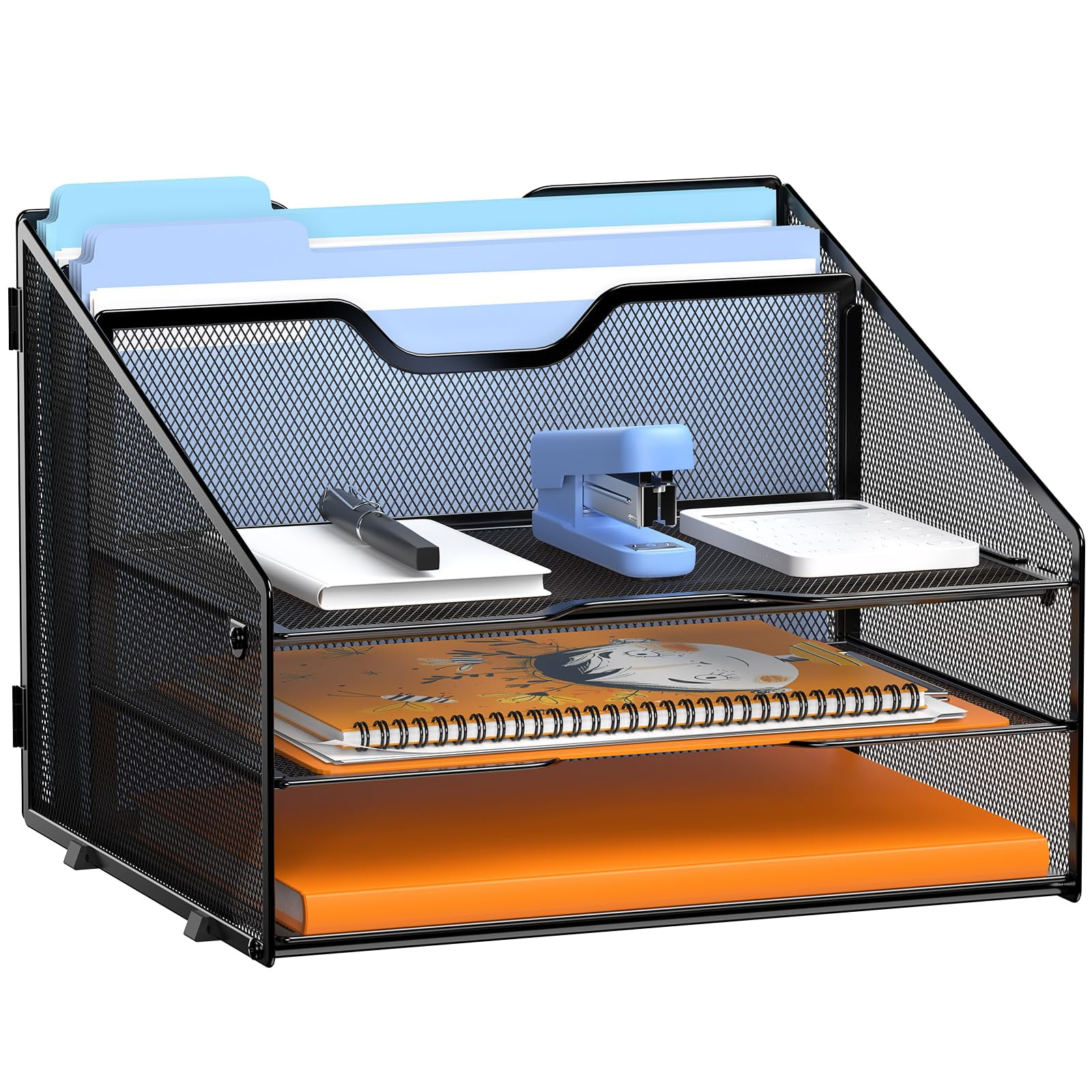 Letter Tray Organizer, Mesh Desk File Organizer with 3 Paper Trays and ...