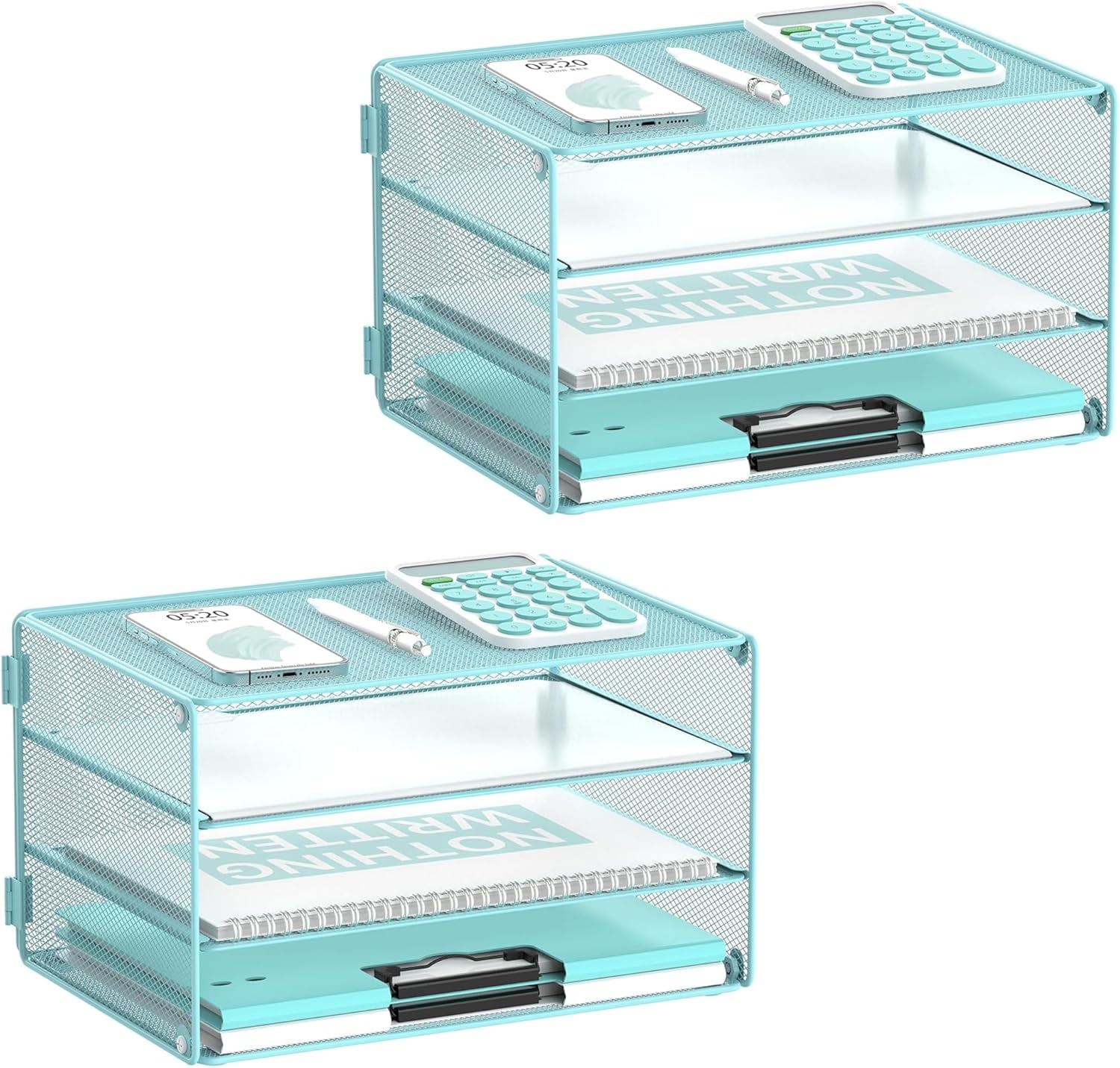 Letter Tray Paper Organizer Mesh Metal Desk File Organizer for Home ...