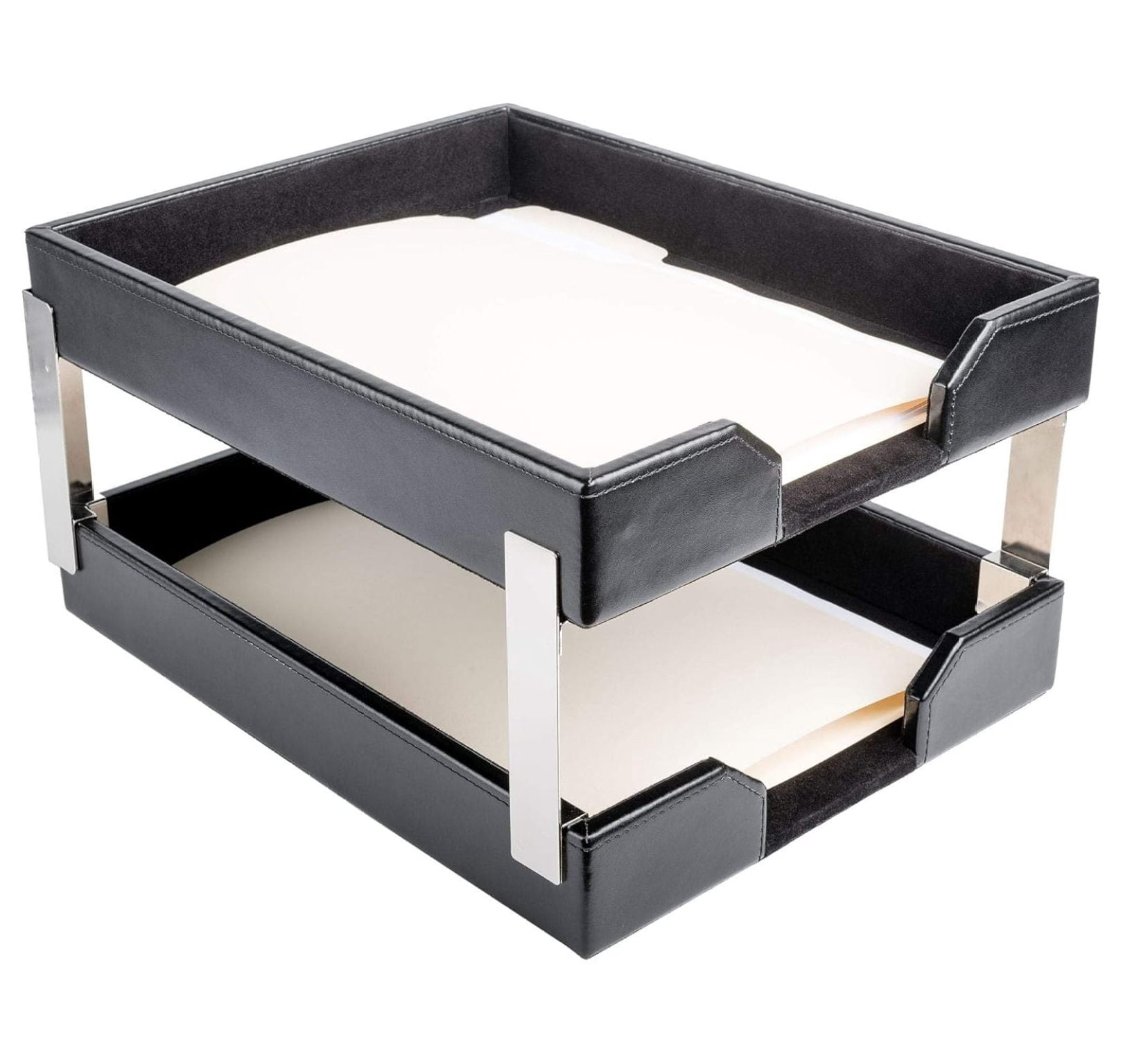Letter Trays Double Pack, Black - Desk Organizer for Home & Office ...