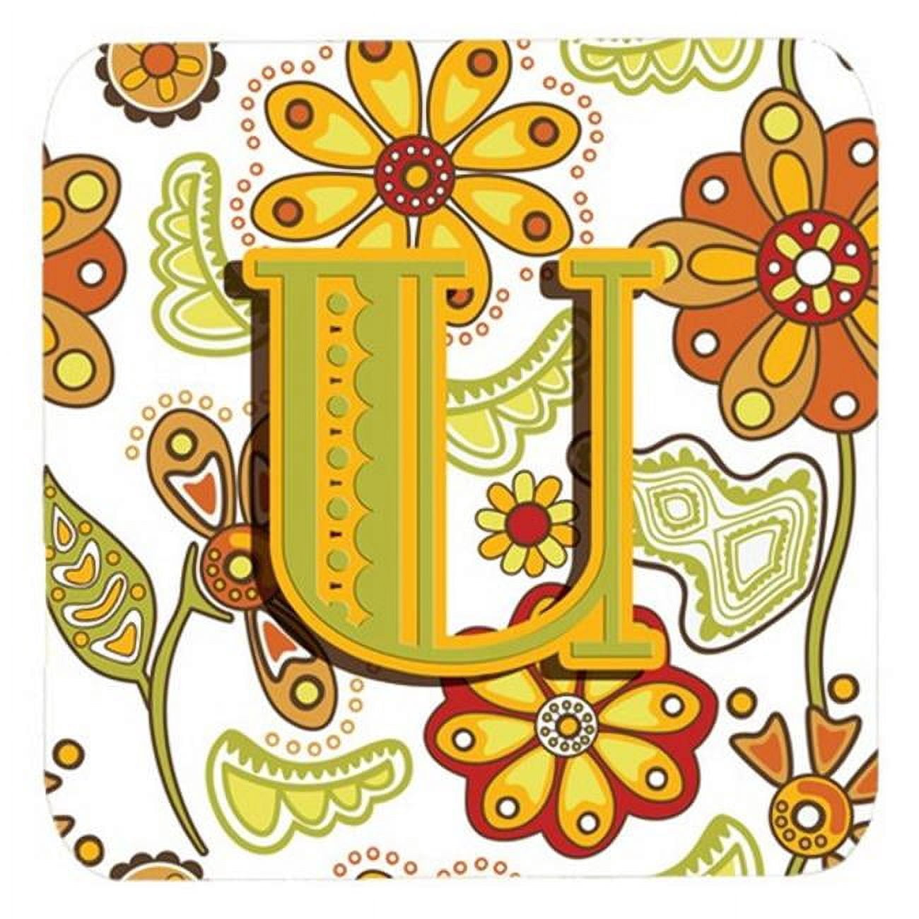 Letter U Floral Mustard And Green Foam Coasters, Set Of 4 - Walmart.com