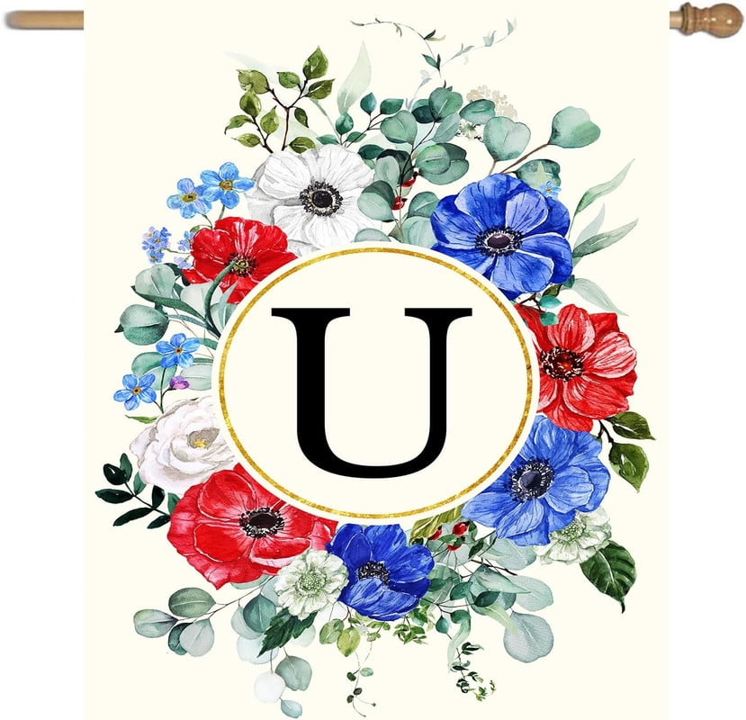 Letter U Garden Flag for Outside Monogram House Flags 12x18 4th of July ...