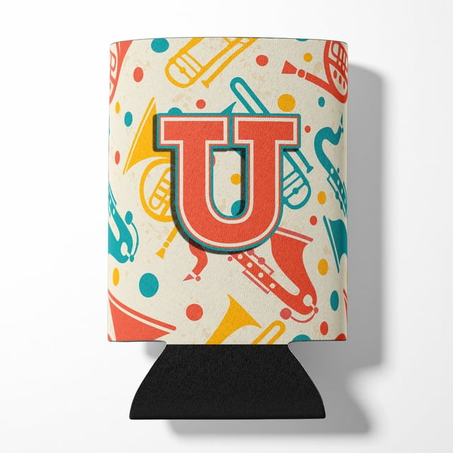 Letter U Retro Teal Orange Musical Instruments Initial Can or Bottle ...