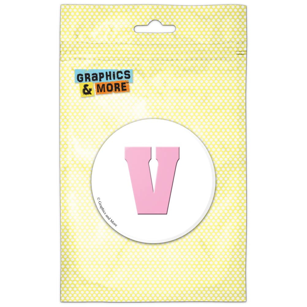 Letter V Initial Baby Girl Block Font Pink Shower Refrigerator Button ...