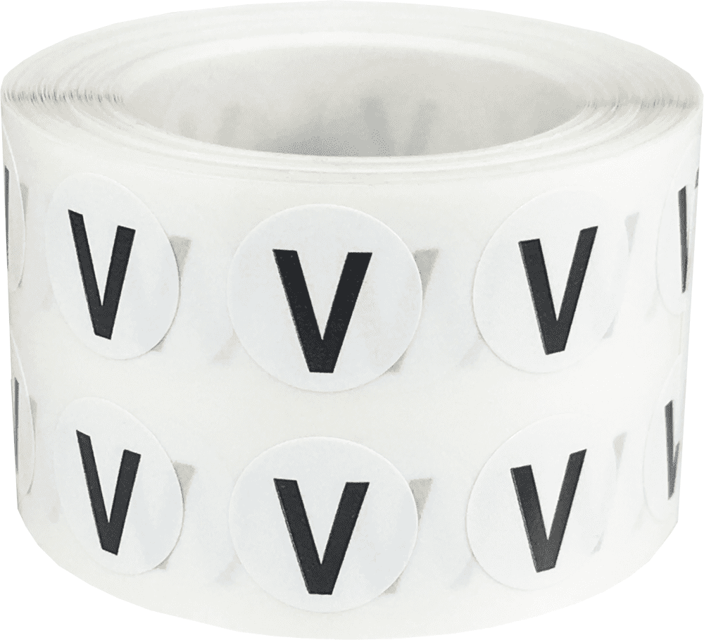 Letter V Inventory Labels .5 Inch Round Circle Dots 1,000 Adhesive ...