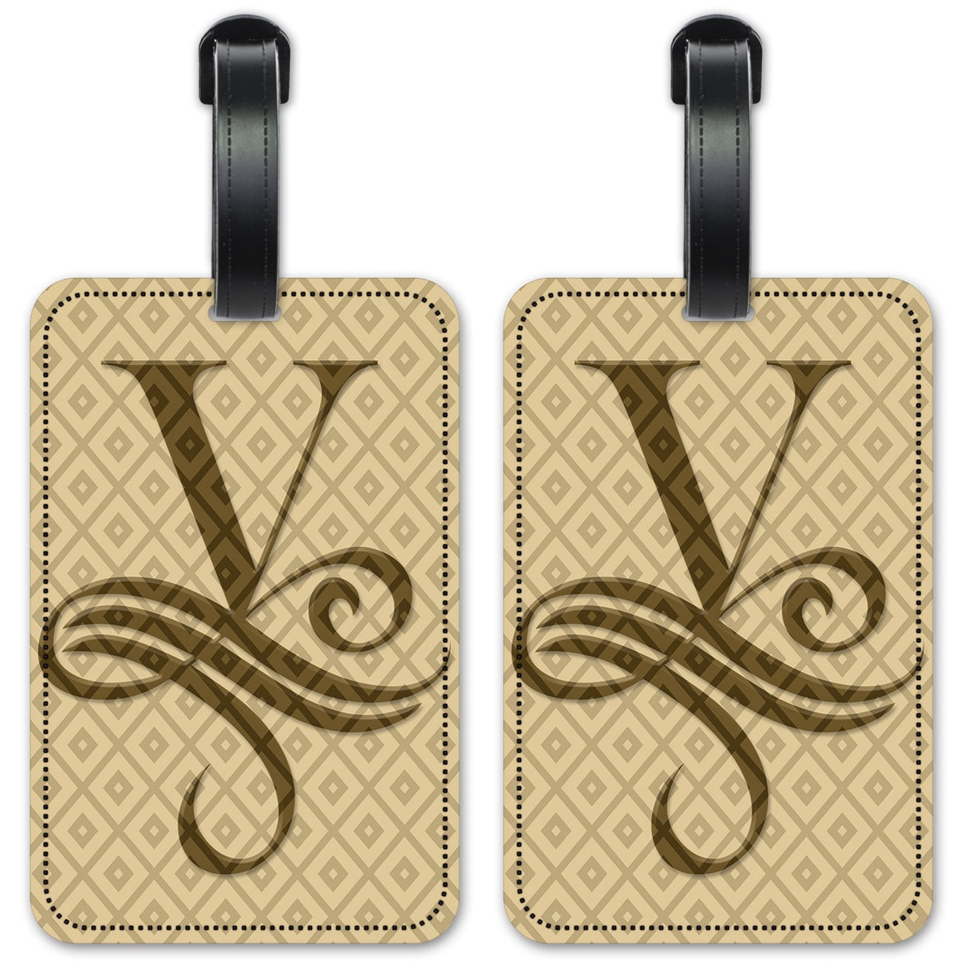 Letter "V" Monogram - Luggage ID Tags / Suitcase Identification Cards ...