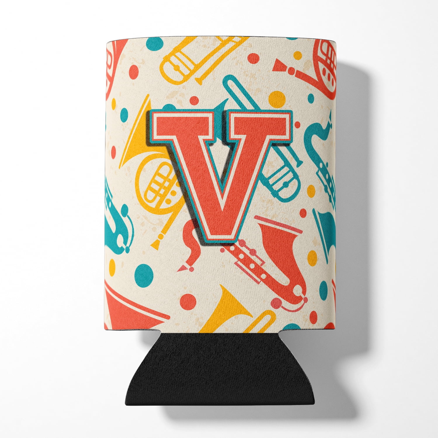 Letter V Retro Teal Orange Musical Instruments Initial Can or Bottle ...