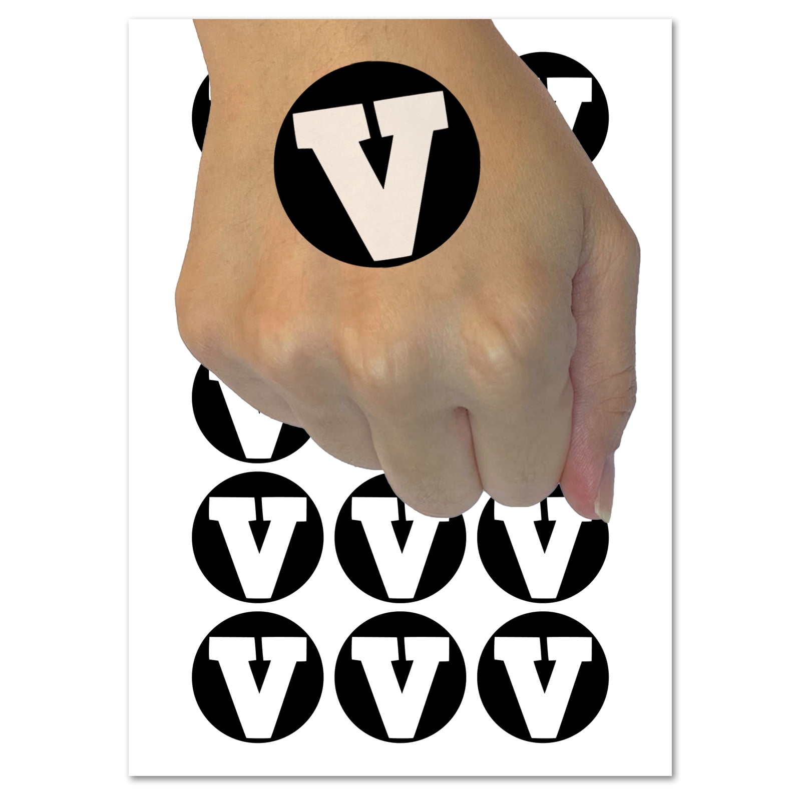 Letter V Uppercase Fun Bold Font Water Resistant Temporary Tattoo Set ...