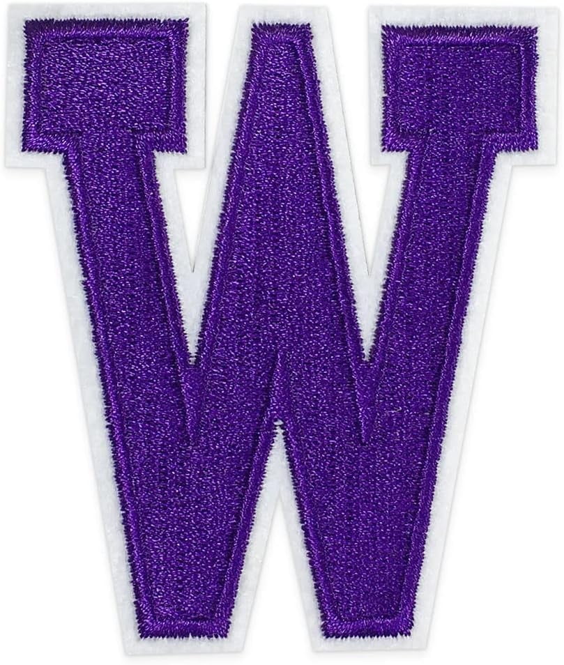 Letter W - 3" Embroidered Iron-on Letter Patches with Glue Back, Alphabet Applique Patches, 1 pc ...