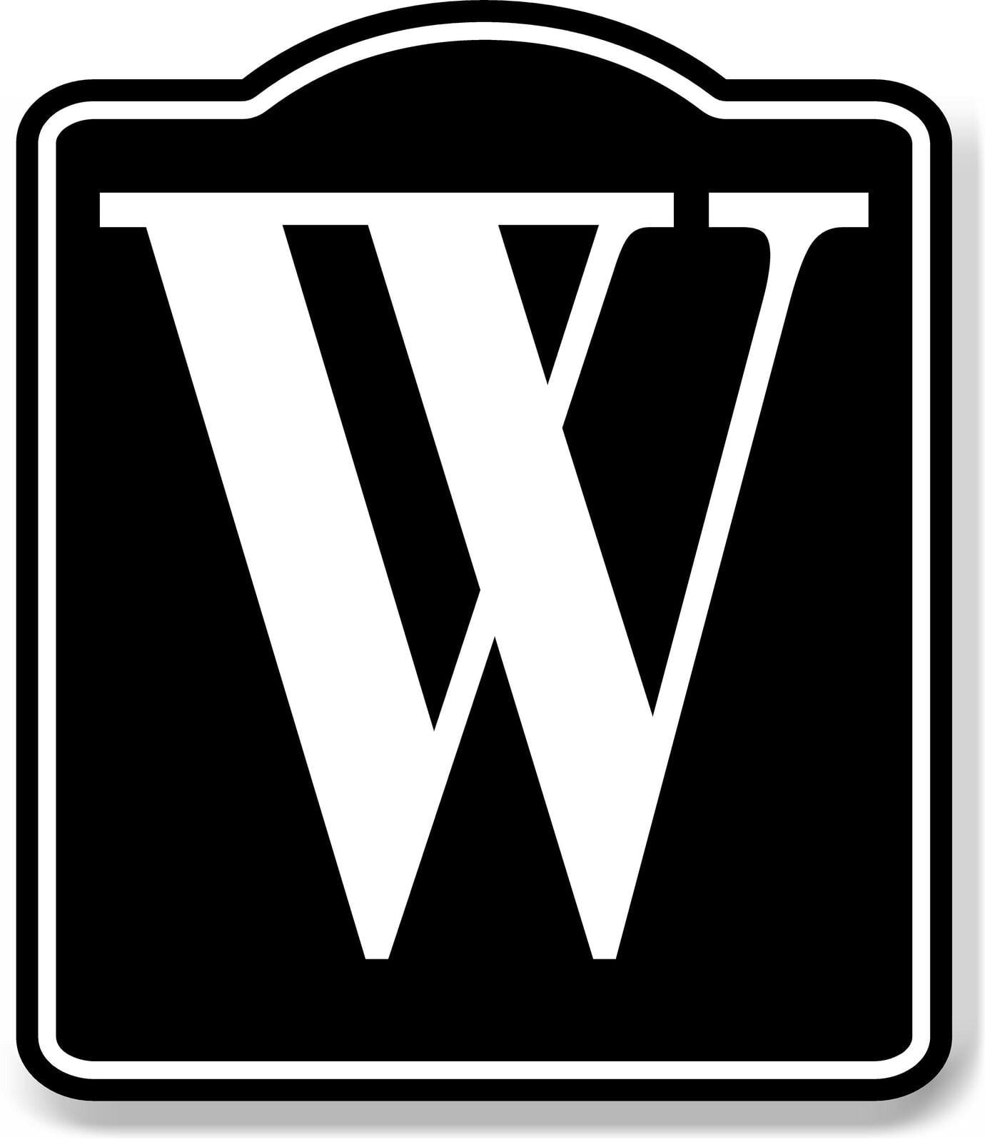 Letter W Bin Aisle Row Marker Label BLACK Aluminum Composite Sign, 20 ...