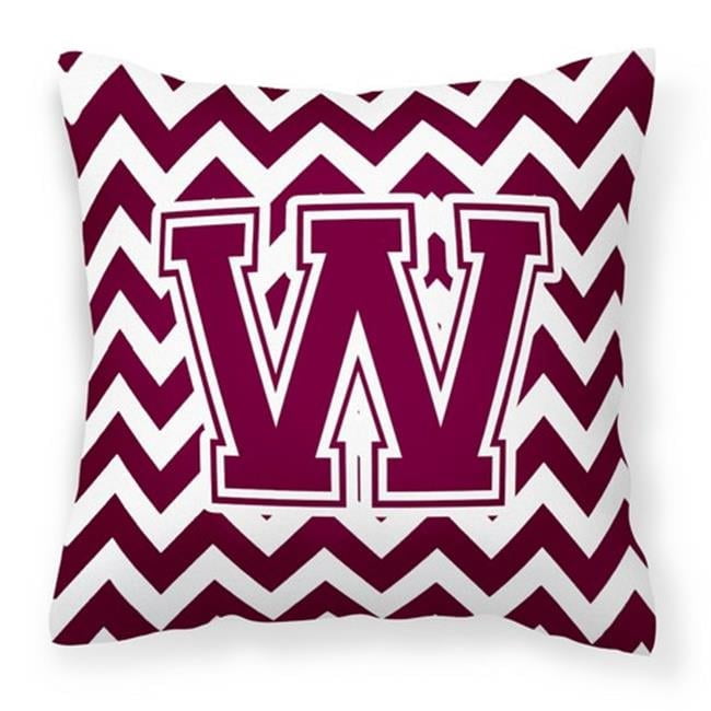 Letter W Chevron Maroon & White Fabric Decorative Pillow - Maroon ...