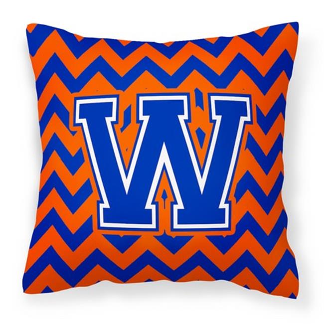 Letter W Chevron Orange & Blue Fabric Decorative Pillow - 14 x 3 x 14 ...