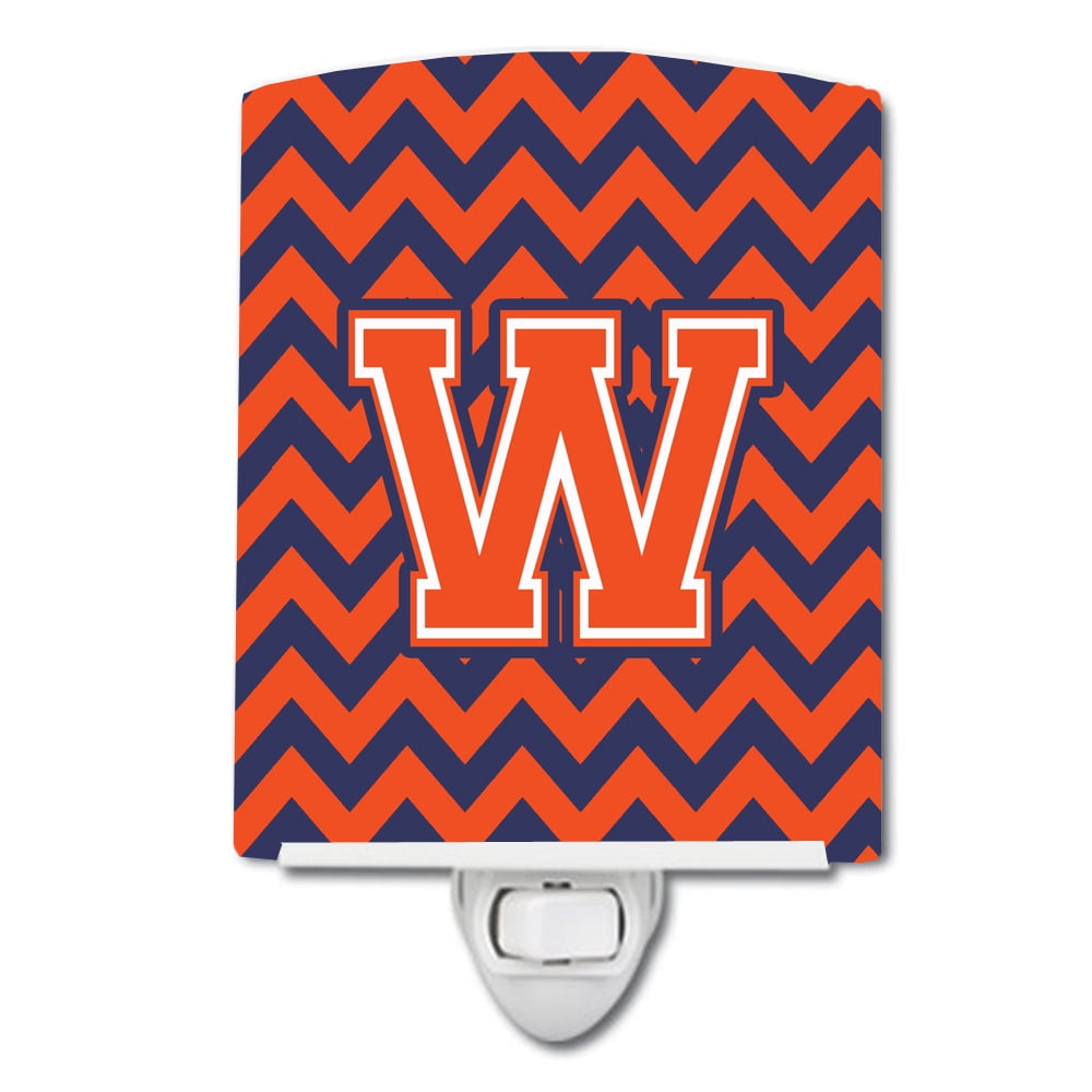 Letter W Chevron Orange and Blue Ceramic Night Light - Walmart.com