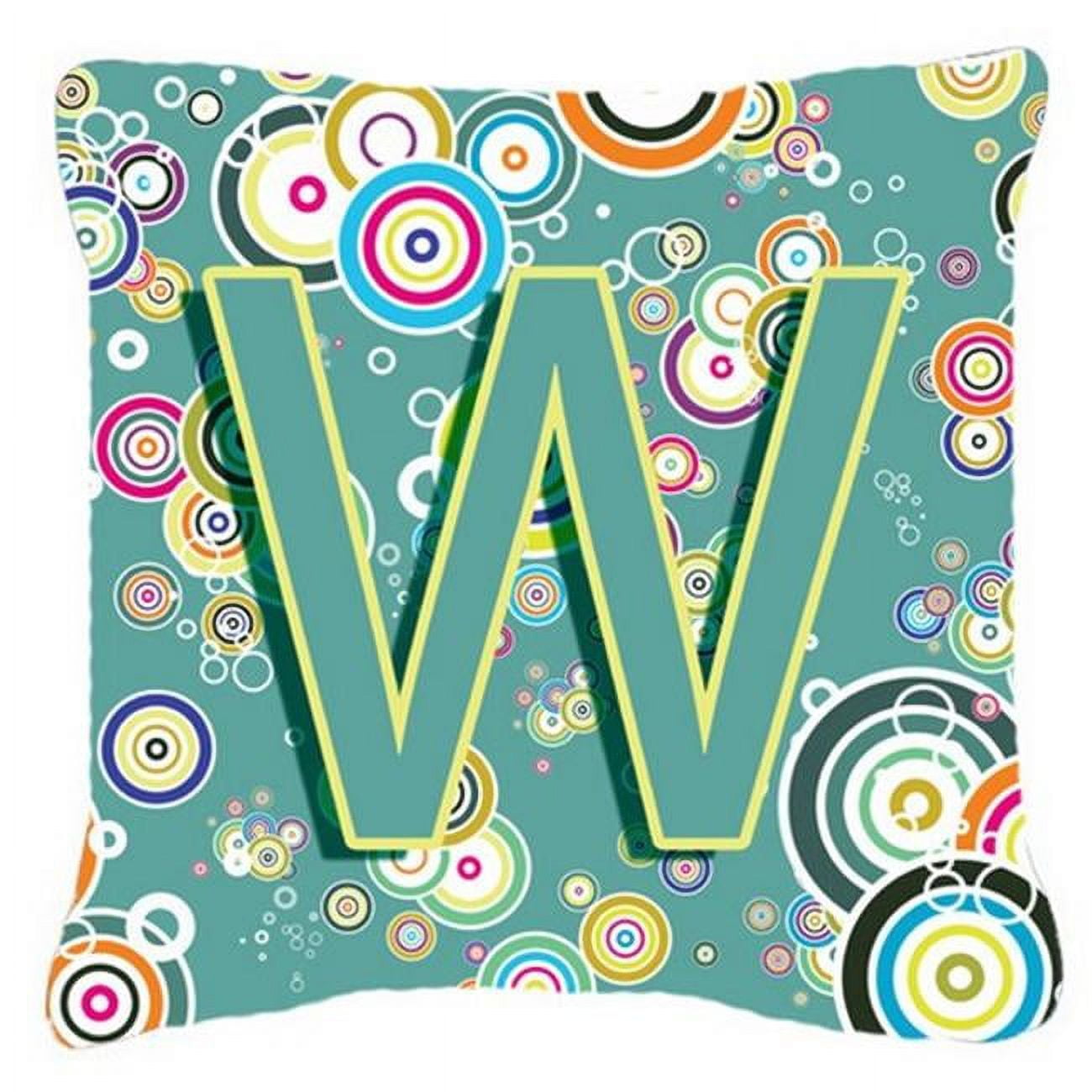 Letter W Circle Circle Teal Initial Alphabet Canvas Fabric Decorative ...