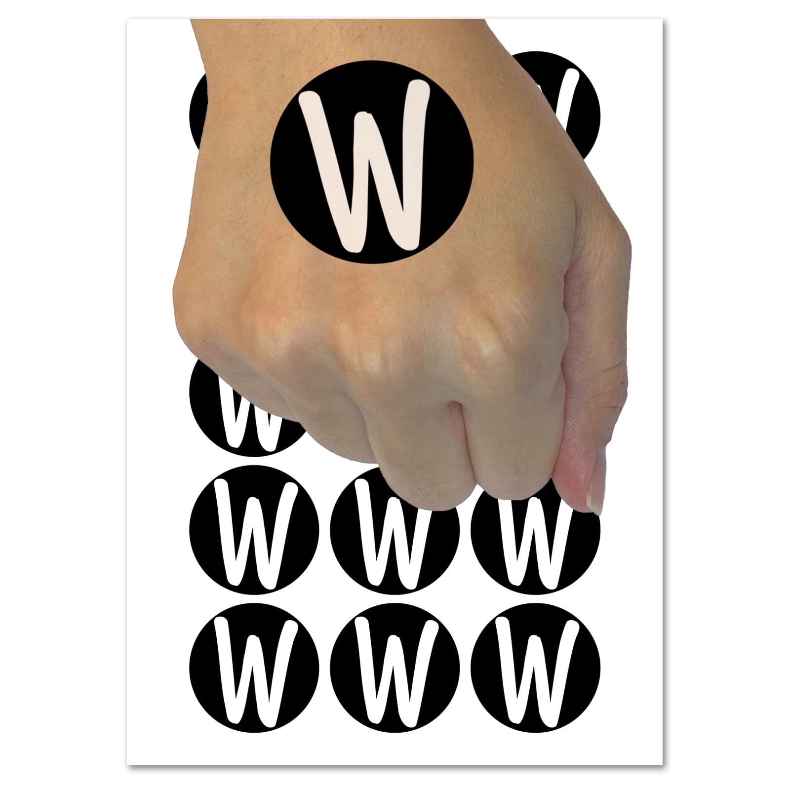 Letter W Uppercase Felt Marker Font Water Resistant Temporary Tattoo ...