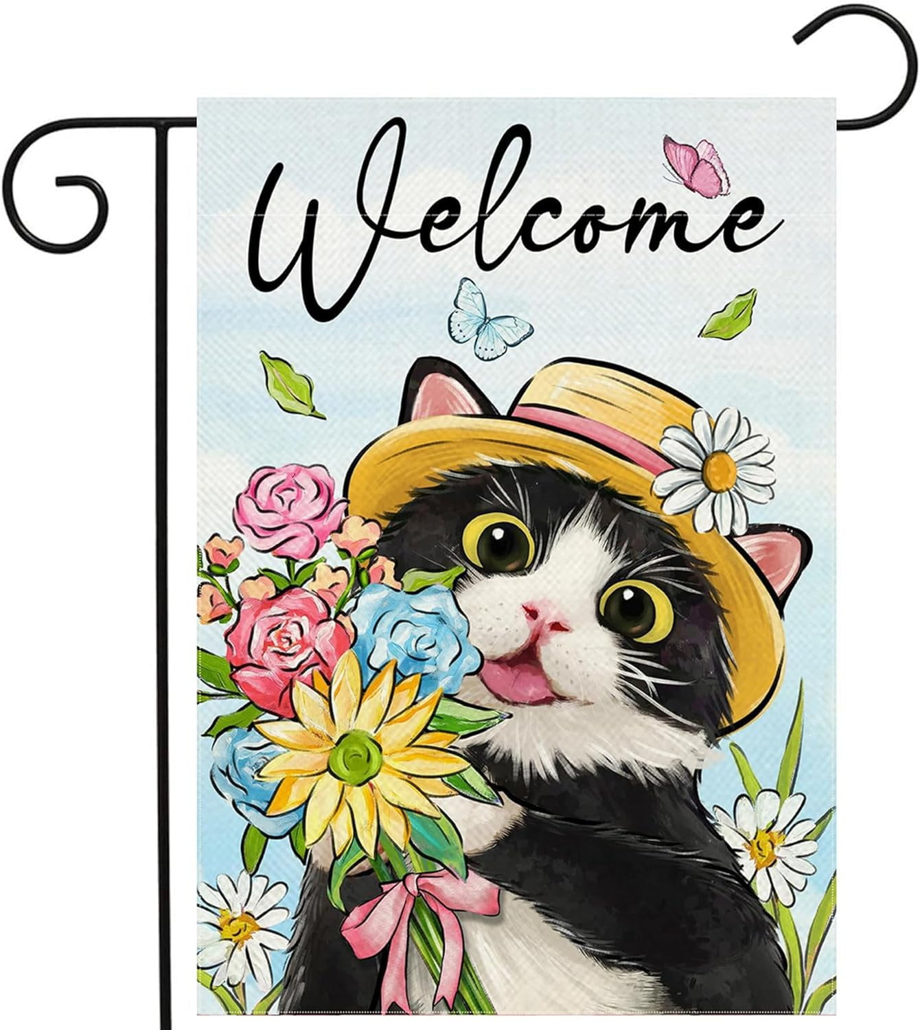 Letter Welcome Seasonal Garden Flags Sided Yard Flags,Colorful Flowers ...