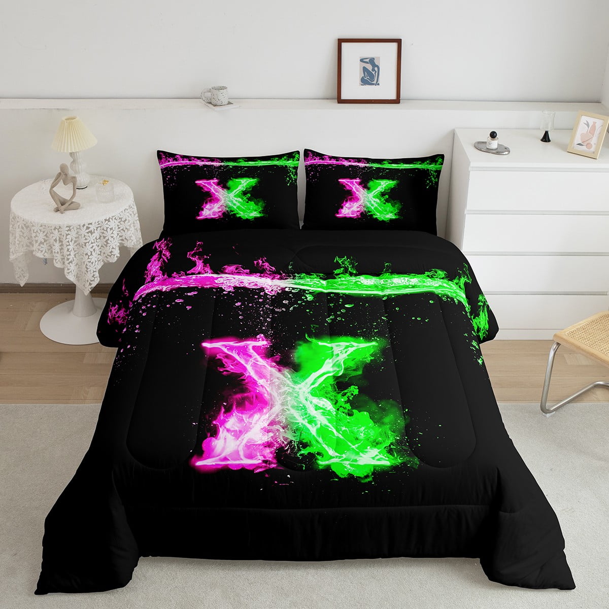 Letter X Comforter Full Size, Ice And Fire Bedding Set Alphabet Design ...