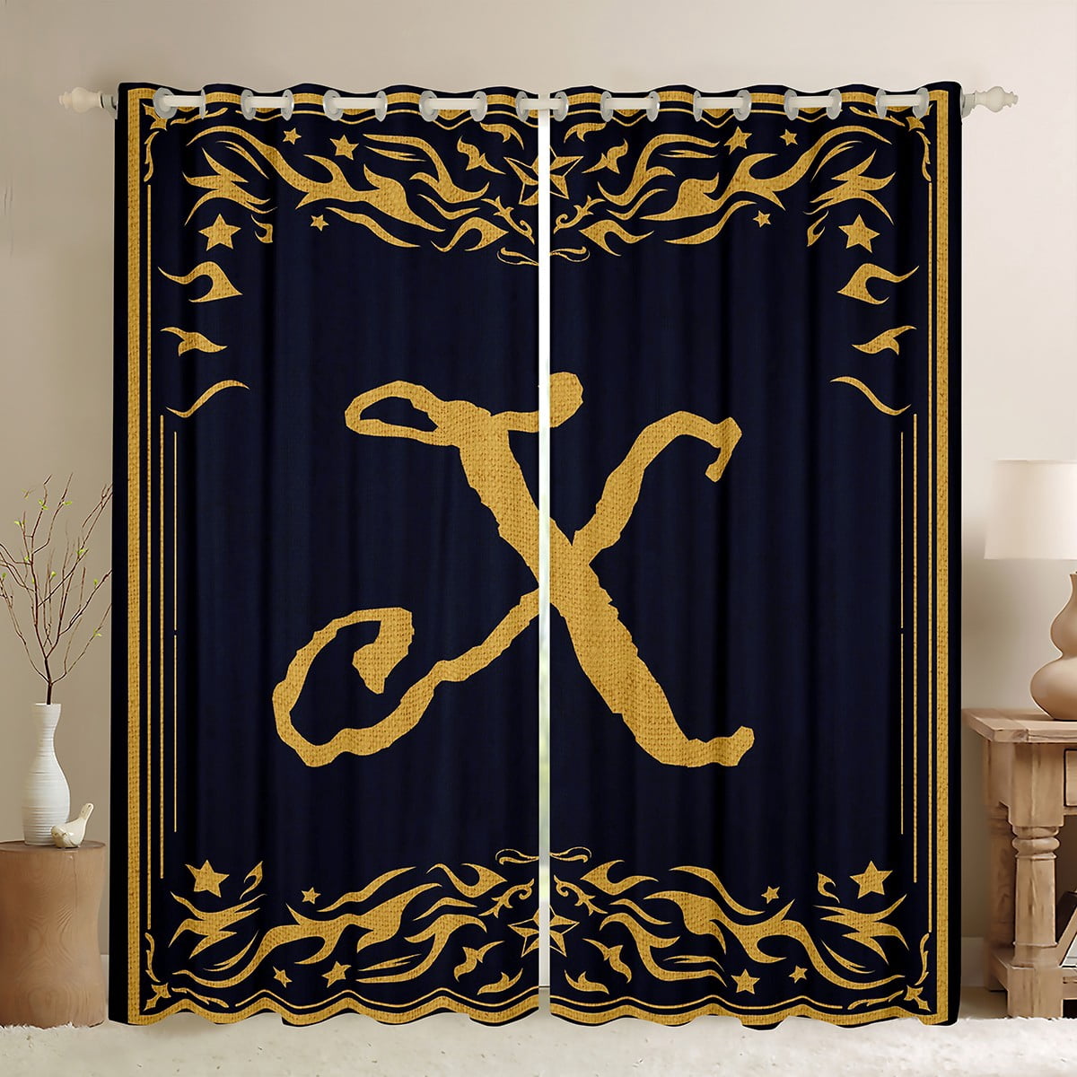 Letter X Decor Curtains & Drapes, Western Texas Star Curtains 52"Wx63"L ...