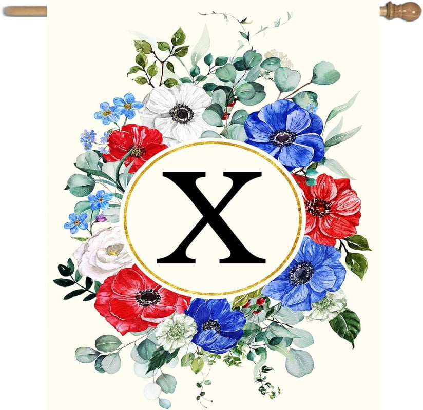 Letter X Garden Flag for Outside Monogram House Flags 12x18 4th of July ...