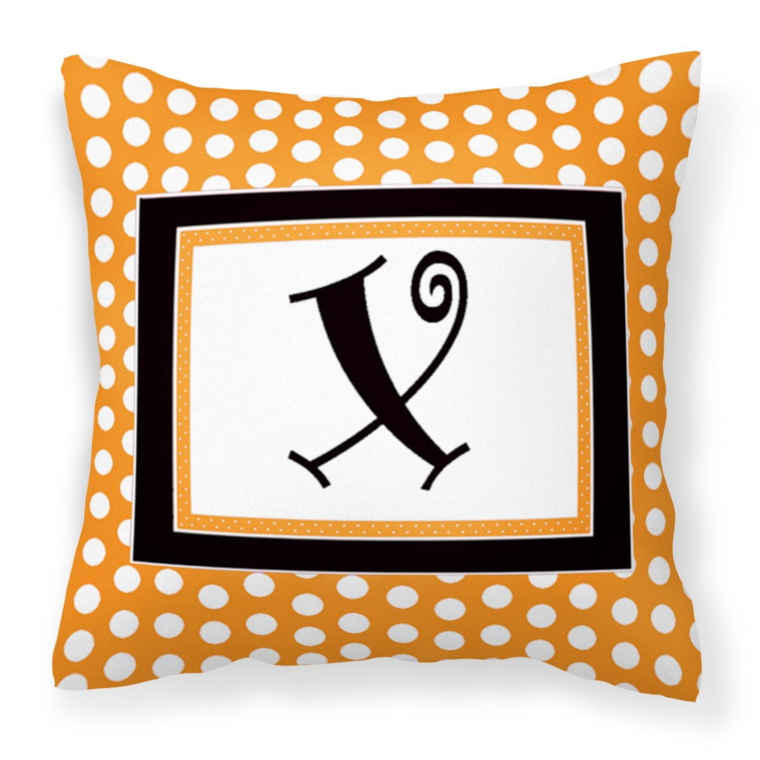 Letter X Initial Monogram - Orange Polkadots Fabric Decorative Pillow ...