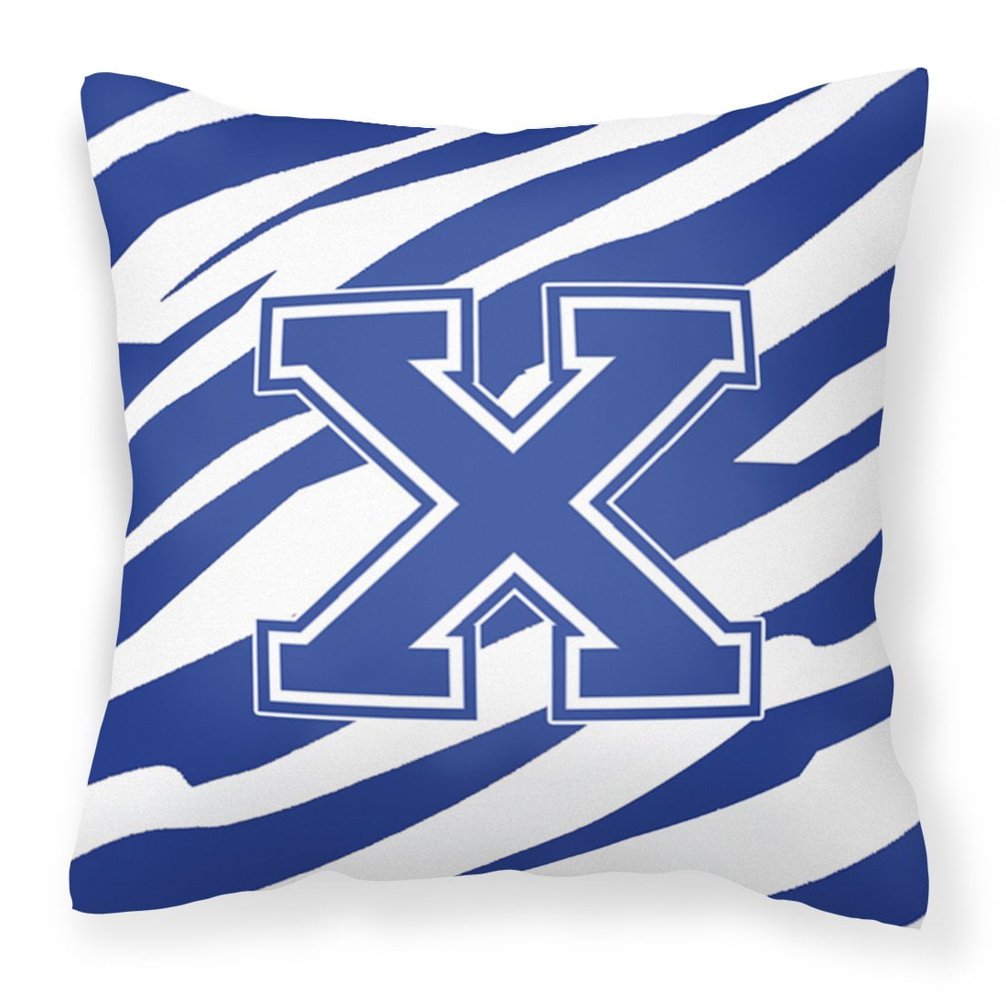 Letter X Initial Tiger Stripe Blue and White Fabric Decorative Pillow ...