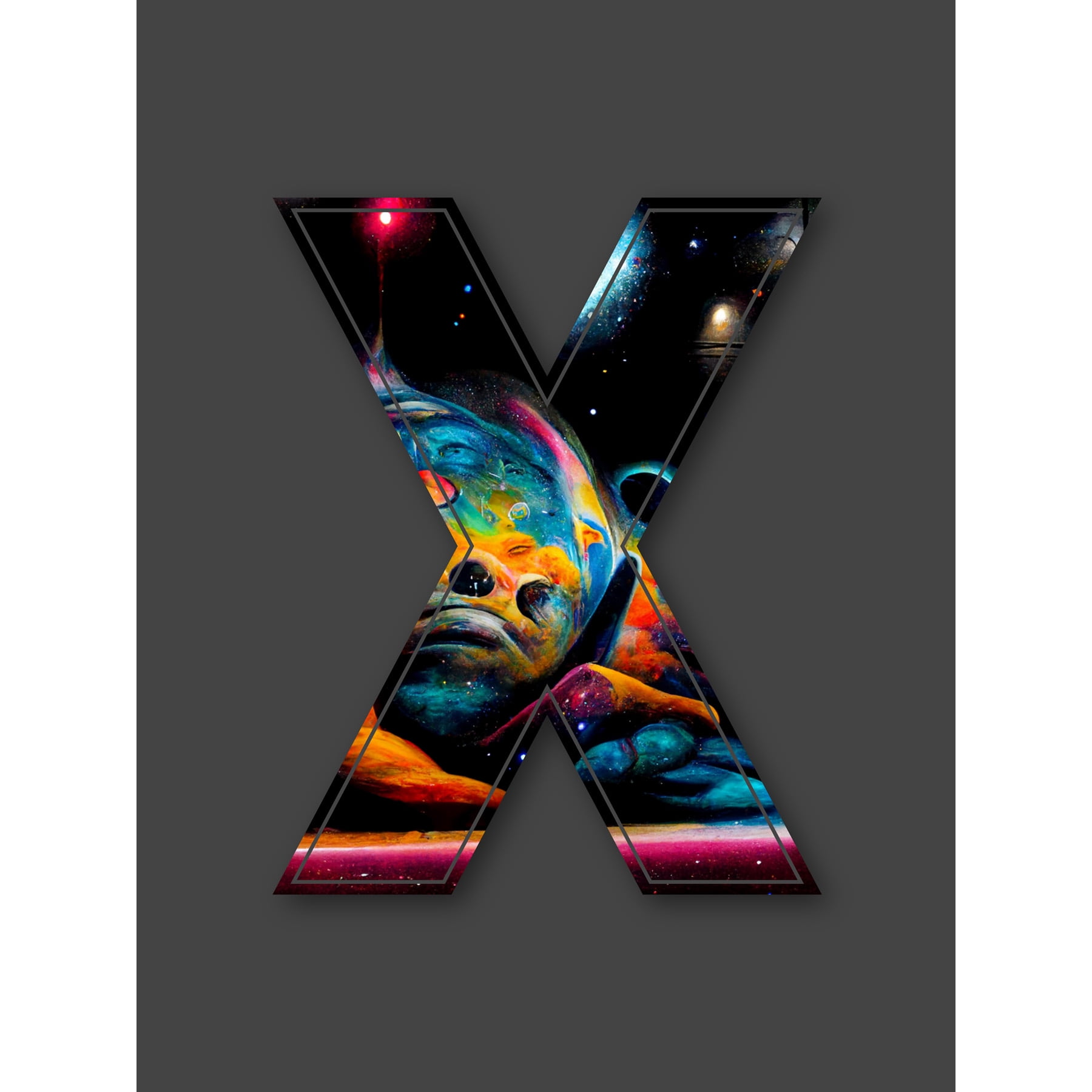 Letter X Space Cosmos Colourful Decorative Graffiti Mural Alphabet ...