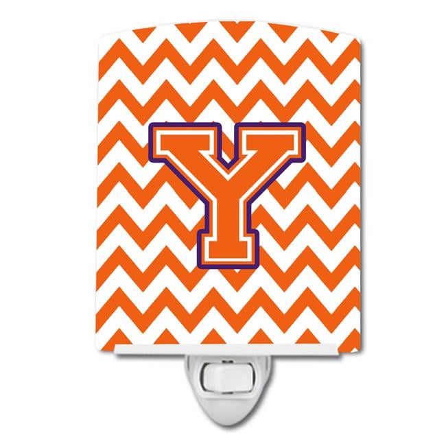 Letter Y Chevron Orange & Regalia Ceramic Night Light - Walmart.com