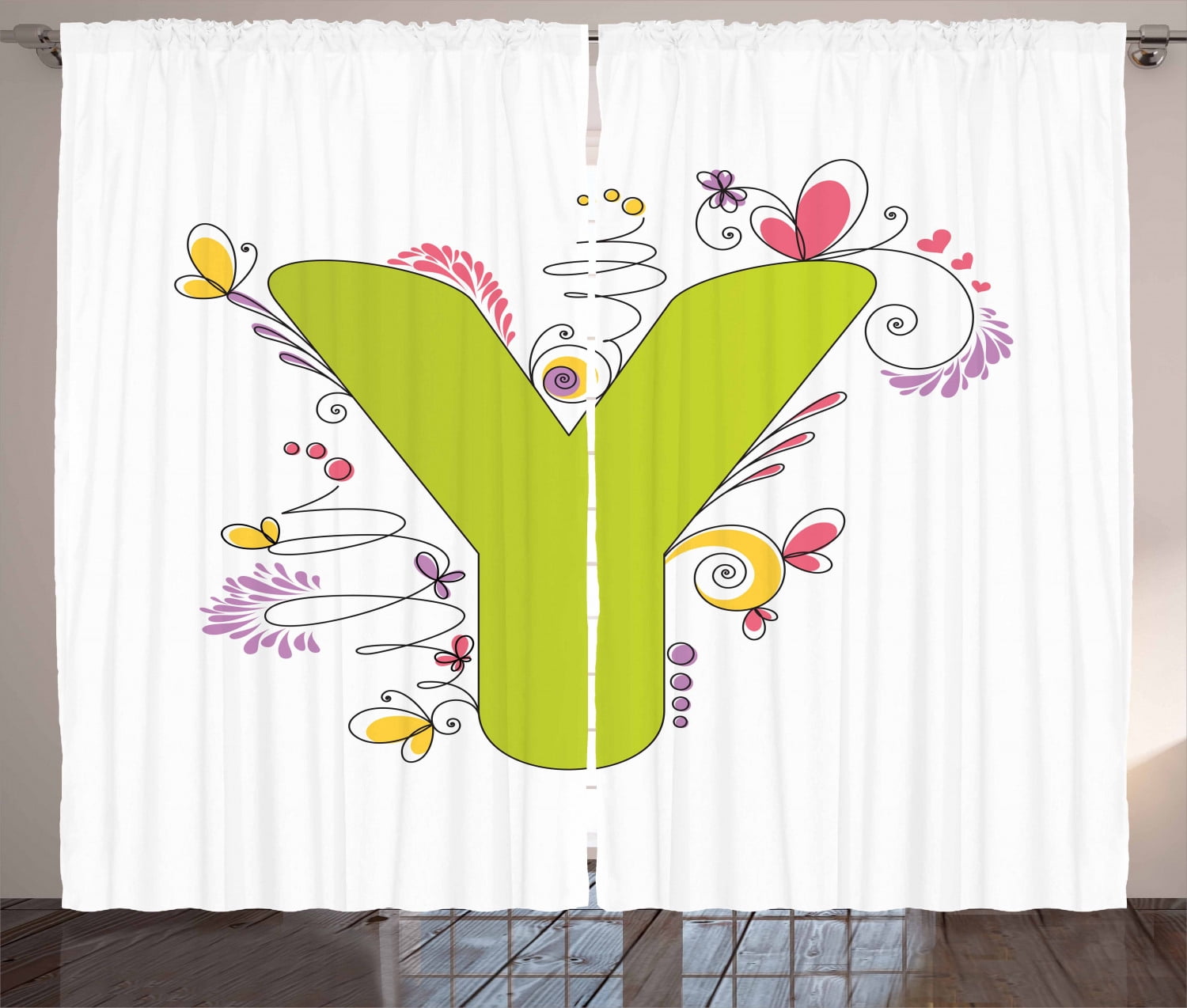 Letter Y Curtains 2 Panels Set, Illustration of Colorful Alphabet ...