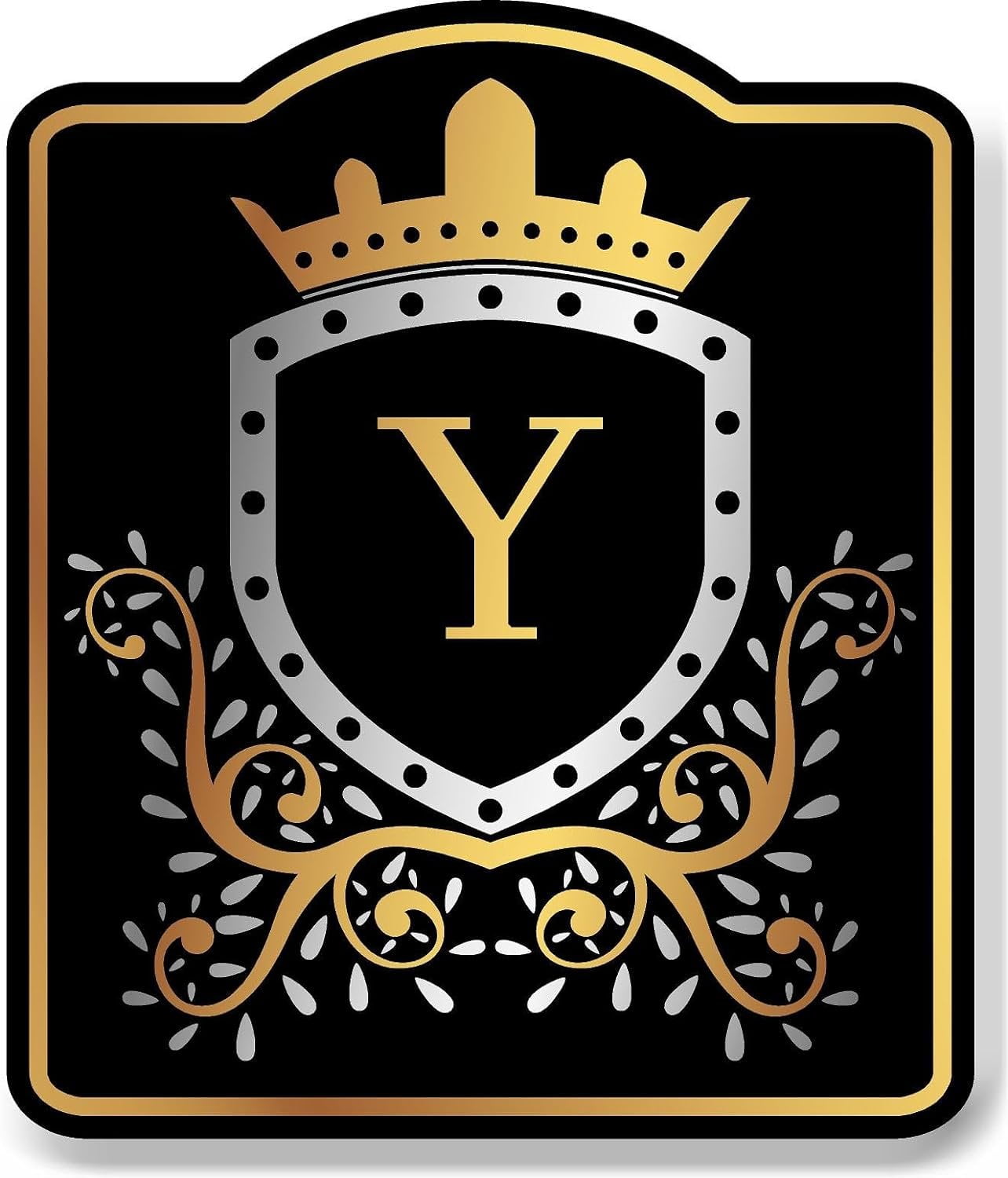 Letter Y Initial Fancy Gold Crown BLACK Aluminum Composite Sign 20''x24 ...