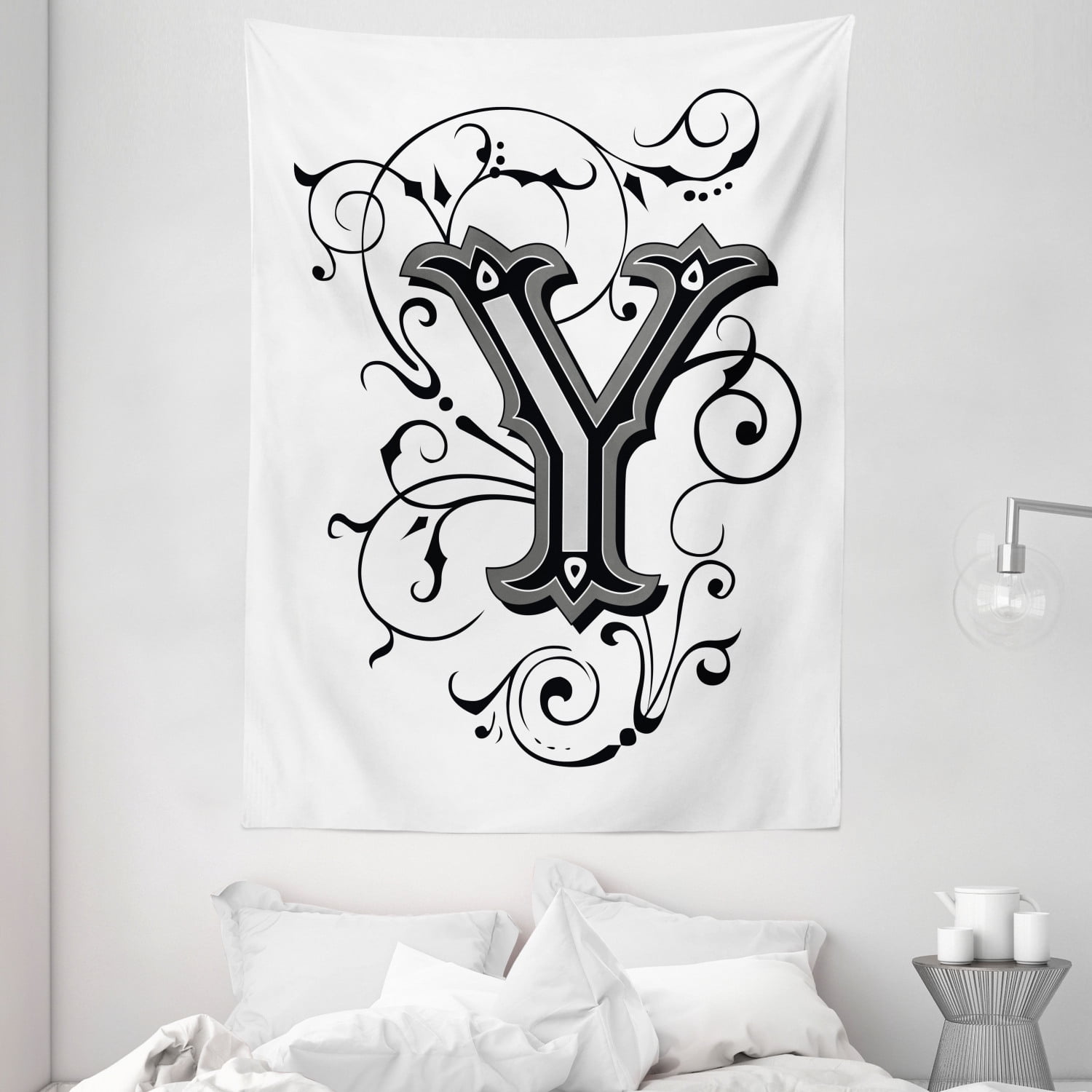 Letter Y Tapestry, Calligraphy Inspired Medieval Capital Letter ...