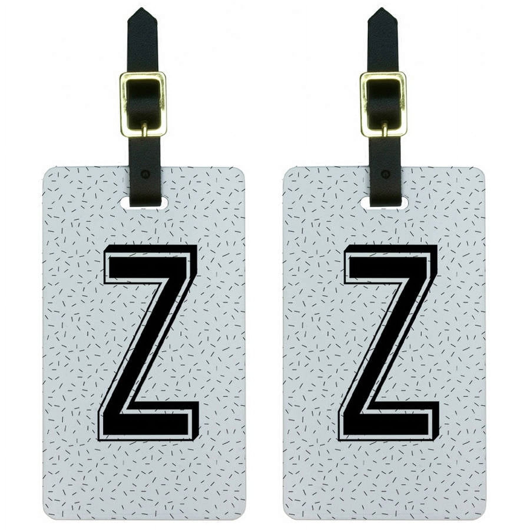 Letter Z Initial Sprinkles Black White Luggage Tags Suitcase ID, Set of ...