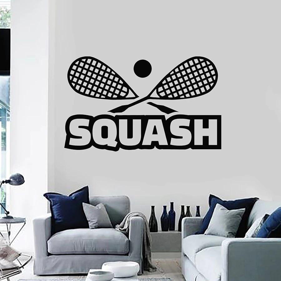 Lettering Wall Decal Squash Club Racquets Ball Sport Game Interior ...
