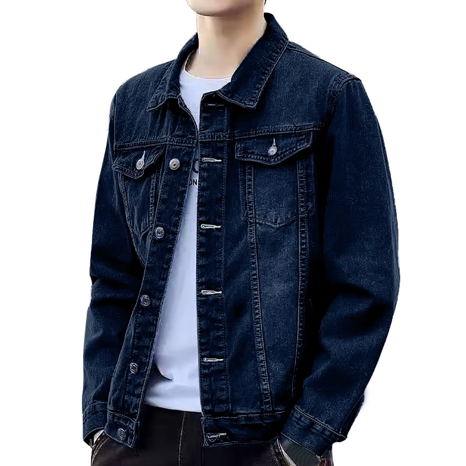 Letterman Jacket For Men Pocket Button Short Sleeved Lapel Casual Mens ...