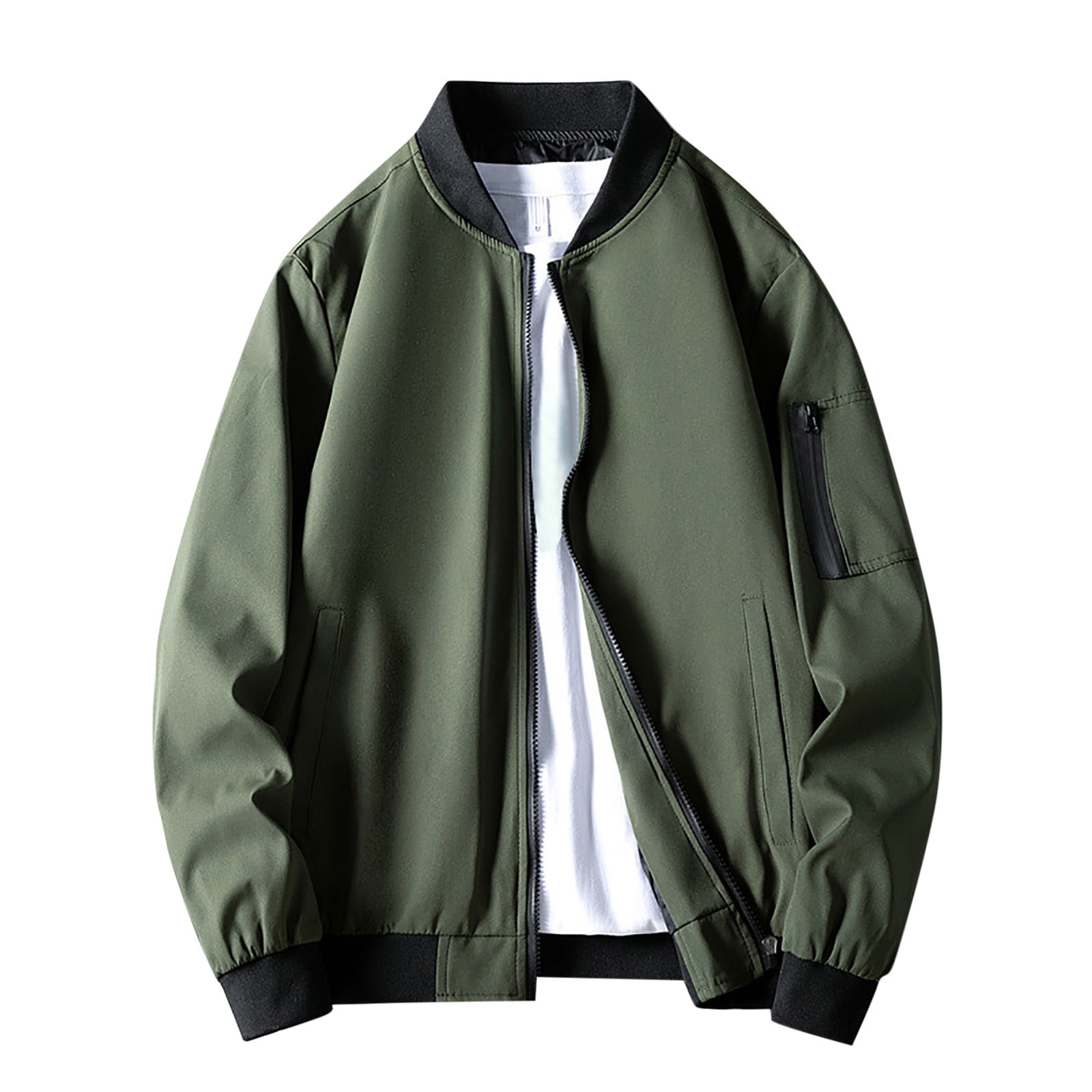 Letterman Jacket For Men Stand Up Collar Zipper Side Sleeve Business ...