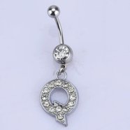 Body Candy 14G 316L Steel Navel Ring Piercing Iridescent White Accent Triple Dangle Belly Button ...