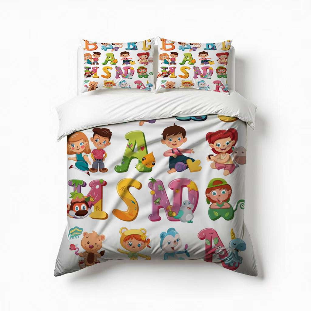Letters And Animals Bedding Set 3 Pcs Soft Microfiber Quilt Cover For ...