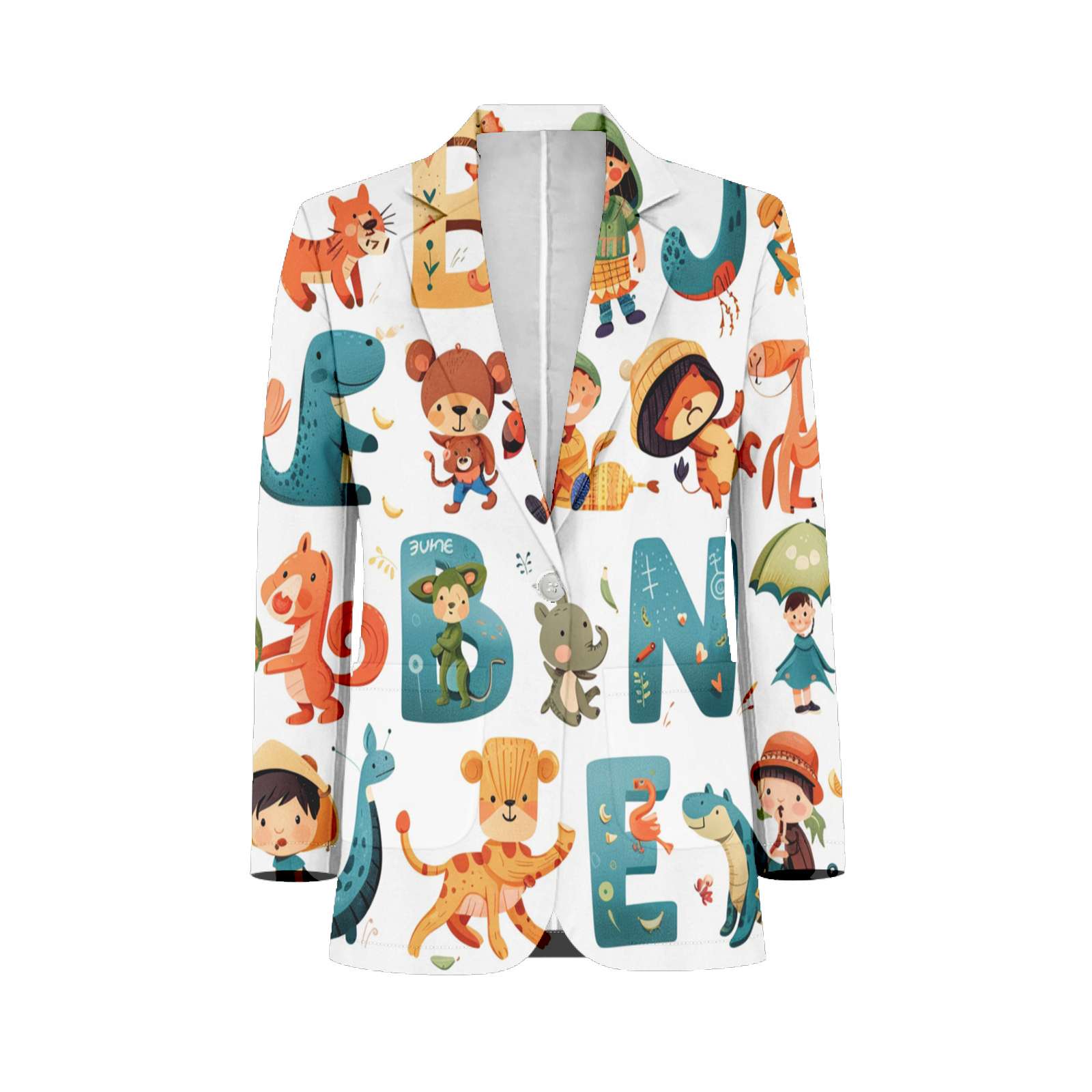 Letters And Animals Men's Suit Blazer Casual Party Wear Slim Fit Suit ...