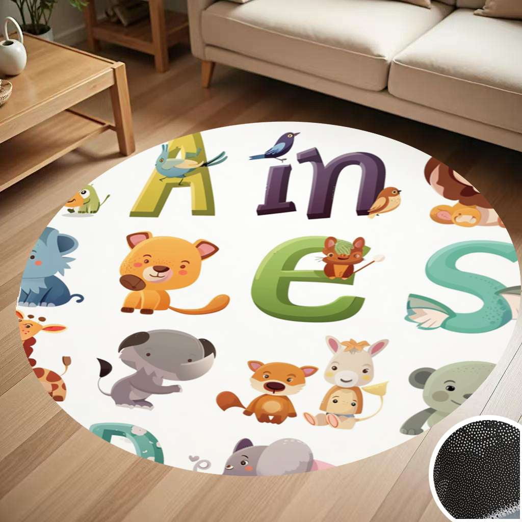 Letters And Animals Round Carpet Living Room Bedroom Home Decoration ...