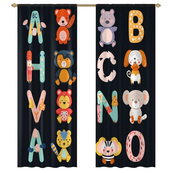 Letters And Animals Tulle Curtains For Living Room Chiffon Sheer Voile ...