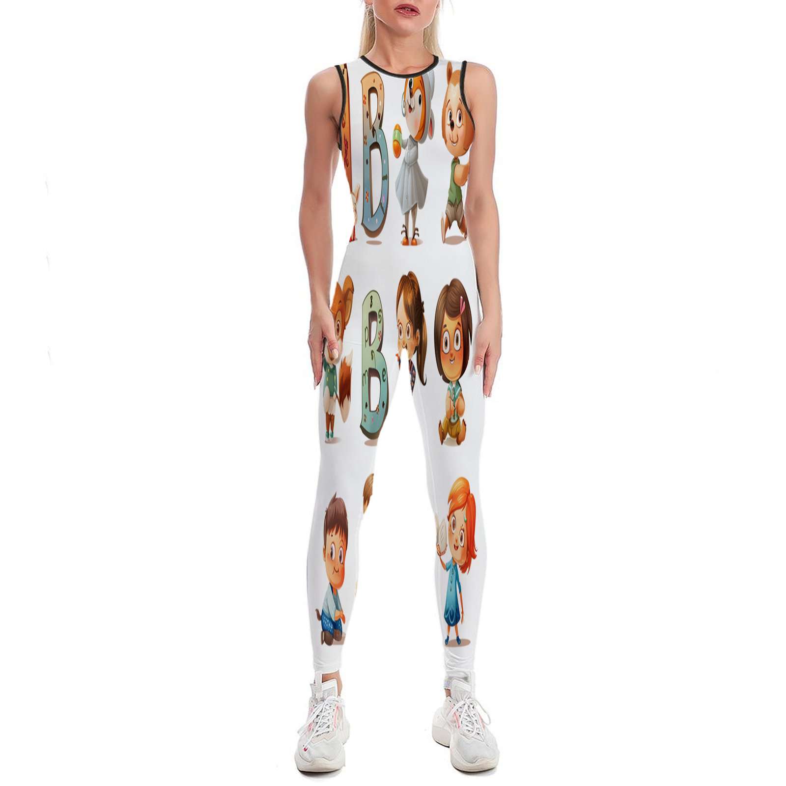 Letters And Animals Women's One Piece Yoga Jumpsuits Leggings Playsuit ...